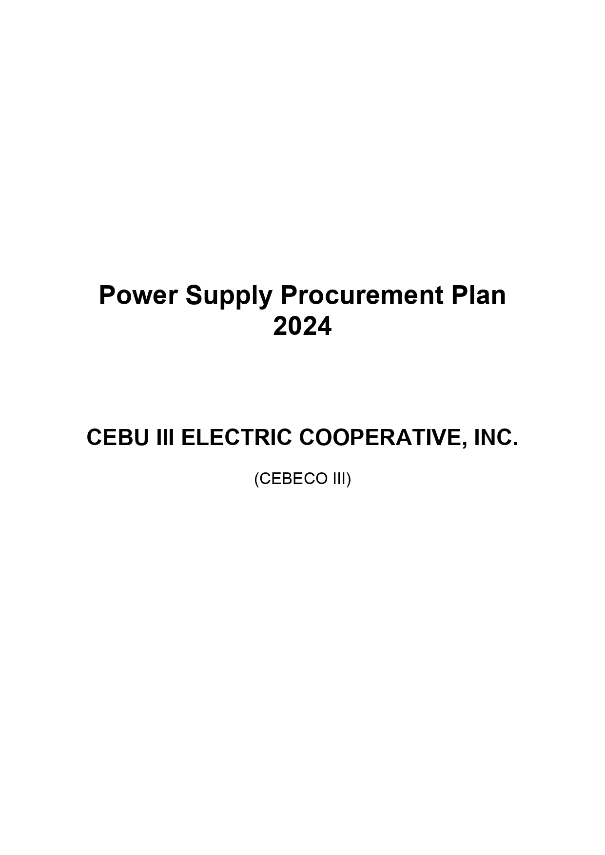 CEBECO III 2024-2033 Power Supply Procurement Plan (PSPP) – CEBECO III