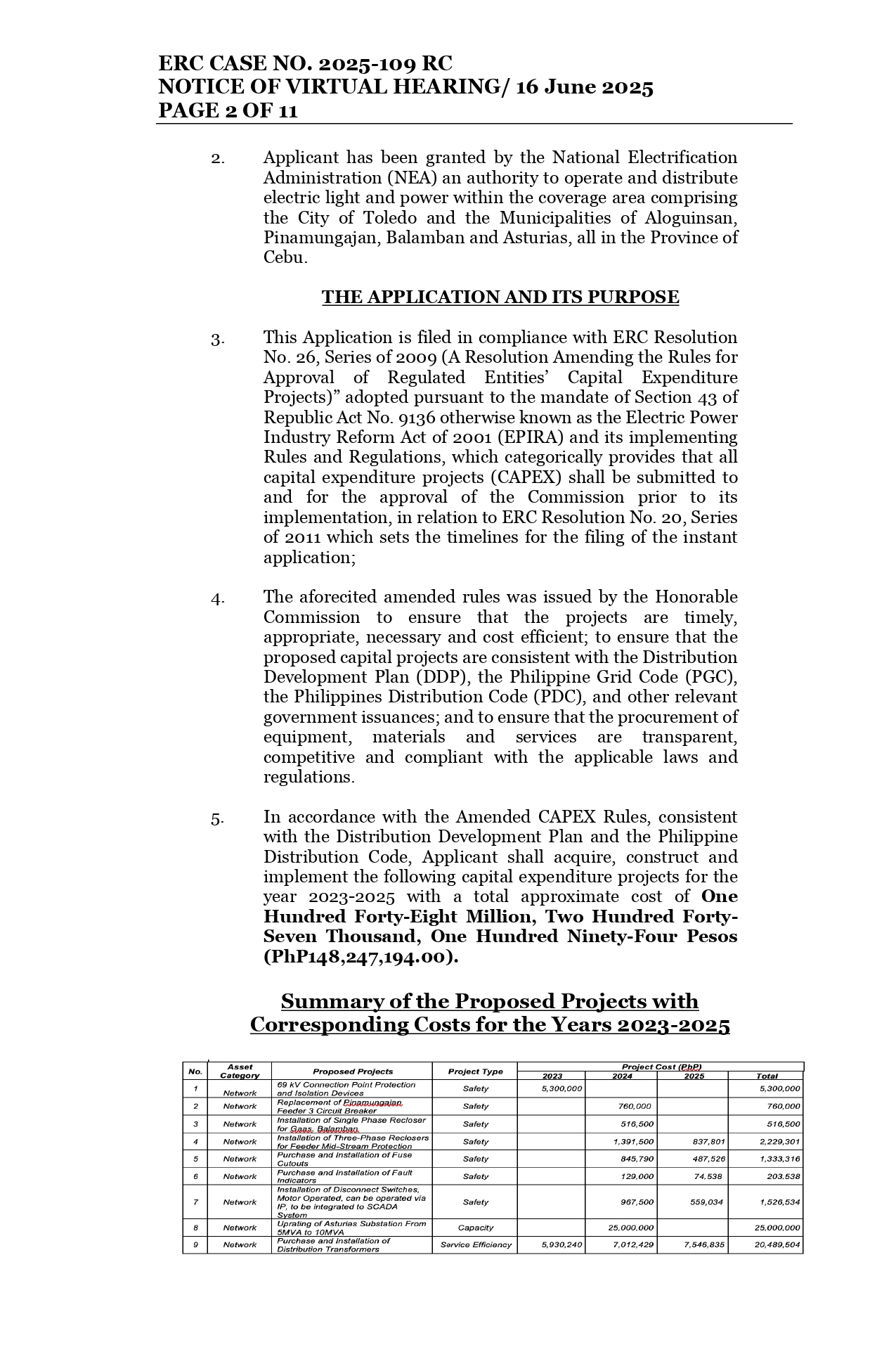 Notice of Virtual Hearing – CEBECO III